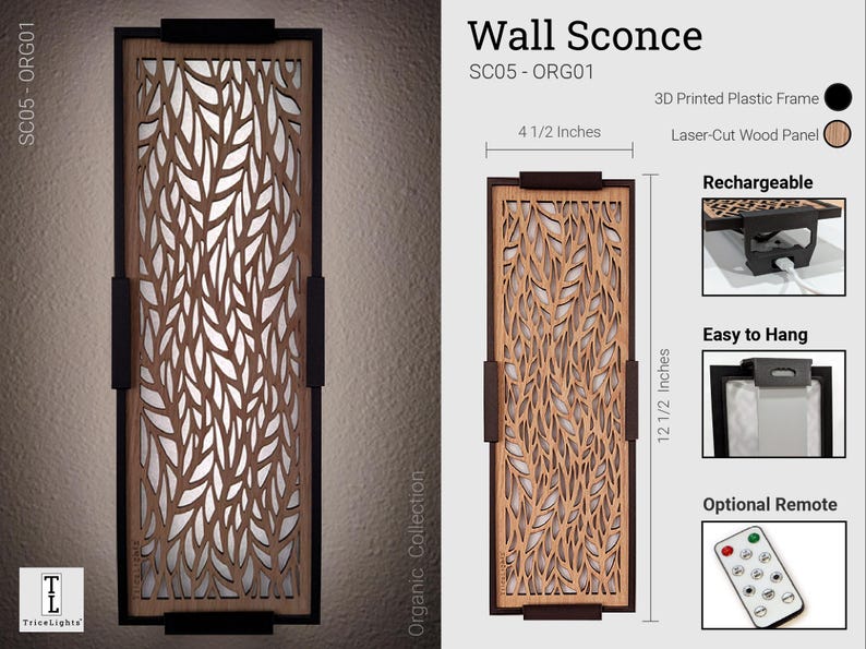 Rechargeable Wall Sconce SC05-ORG01 - Etsy