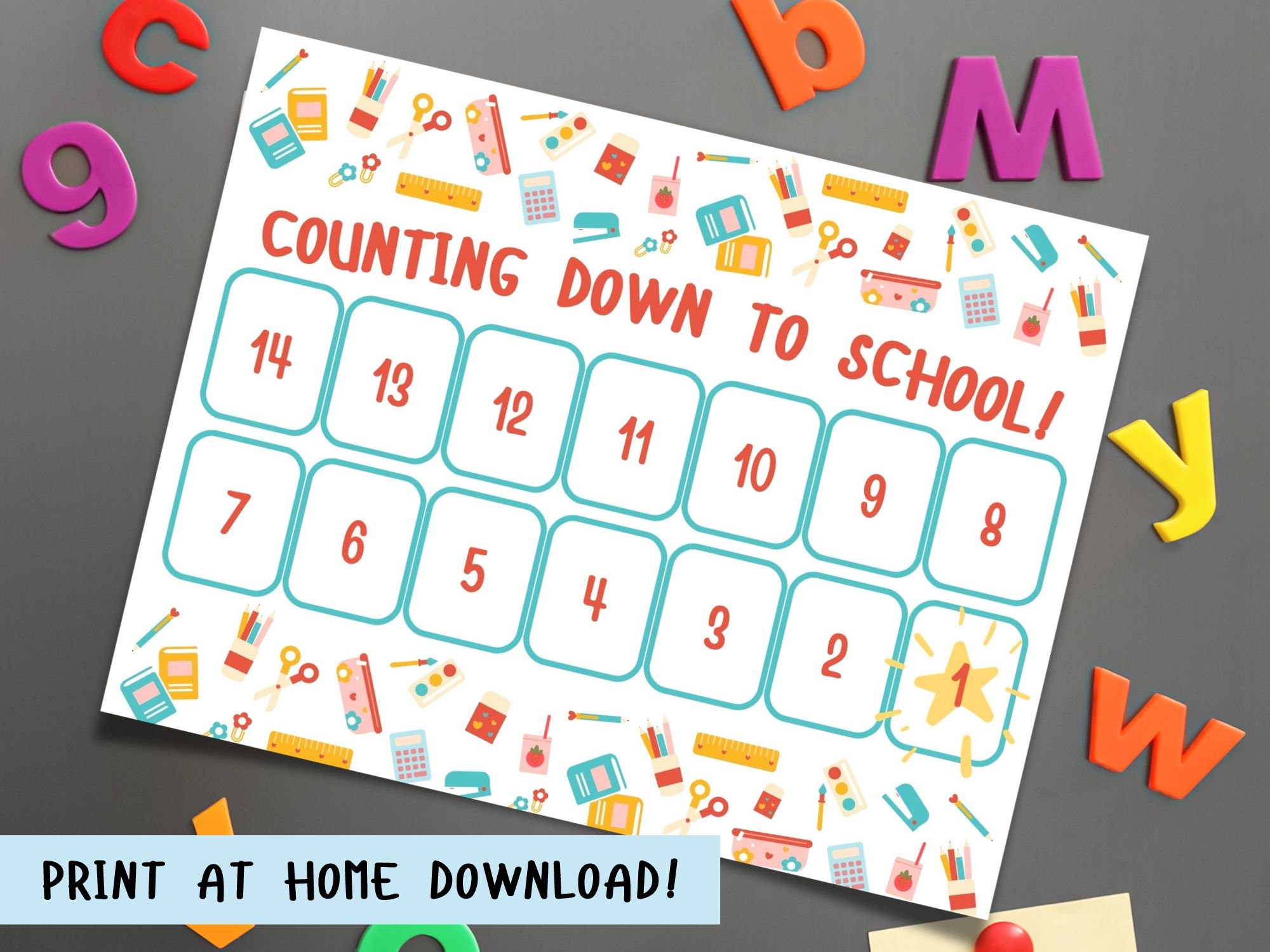 First Day of School Countdown Printable, Count Down to School, Back to ...
