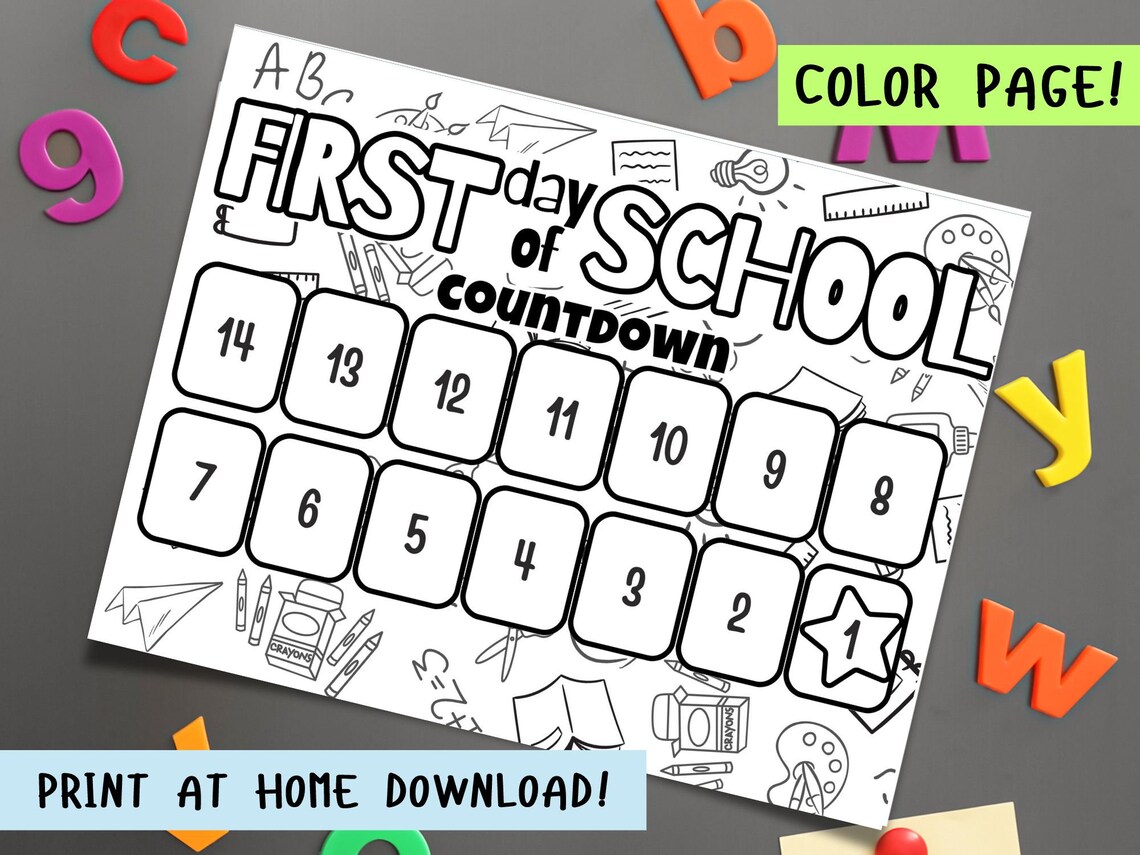 First Day of School Printable Countdown Printable, Back to School ...