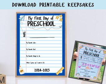 First Day of School Printable Sign, First Day of Preschool Printable ...