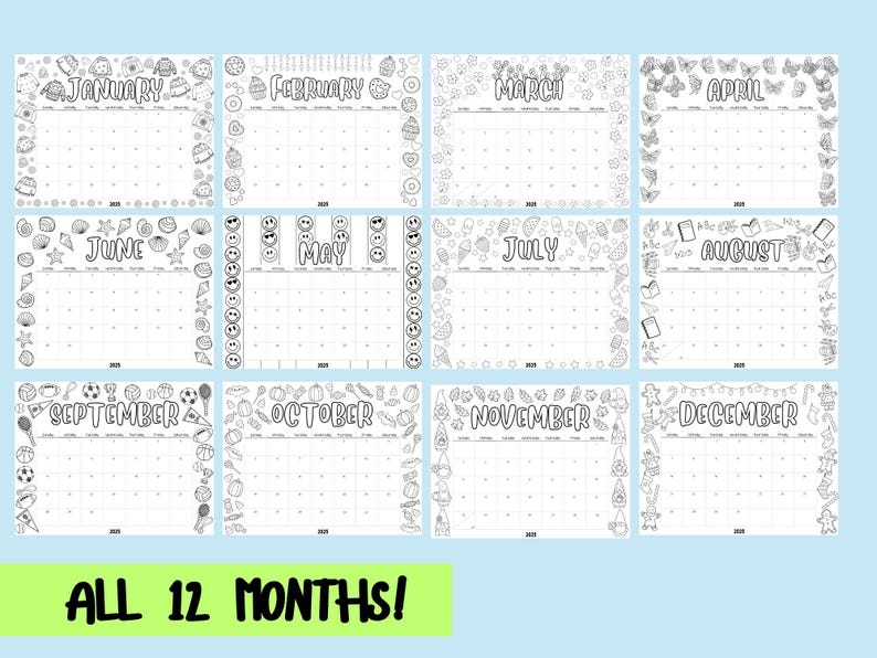 Kids Calendar Coloring Page Printable, Coloring Page Calendar, Calendar ...