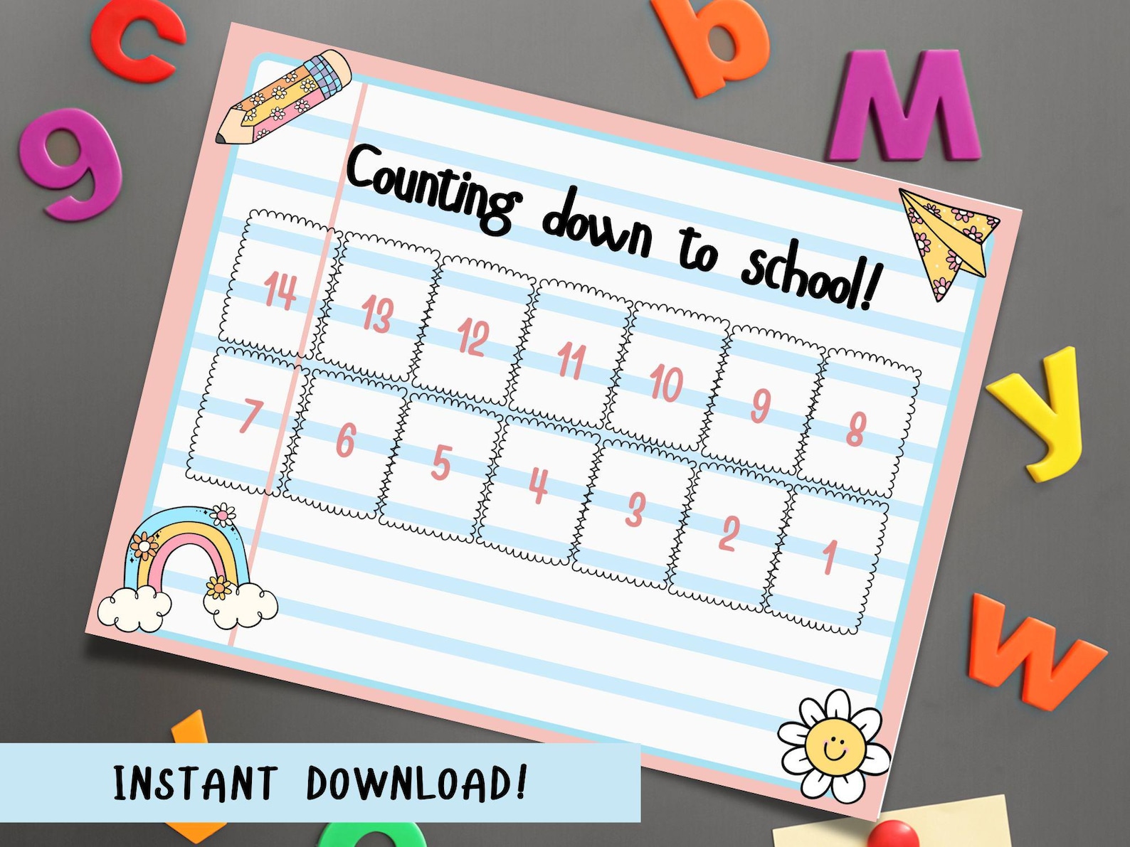 First Day of School Countdown Printable, Back to School Countdown, Time ...