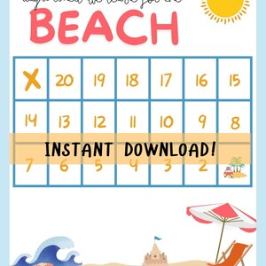 Beach Vacation Count Down Printable, Trip Count Down Printable, Days ...
