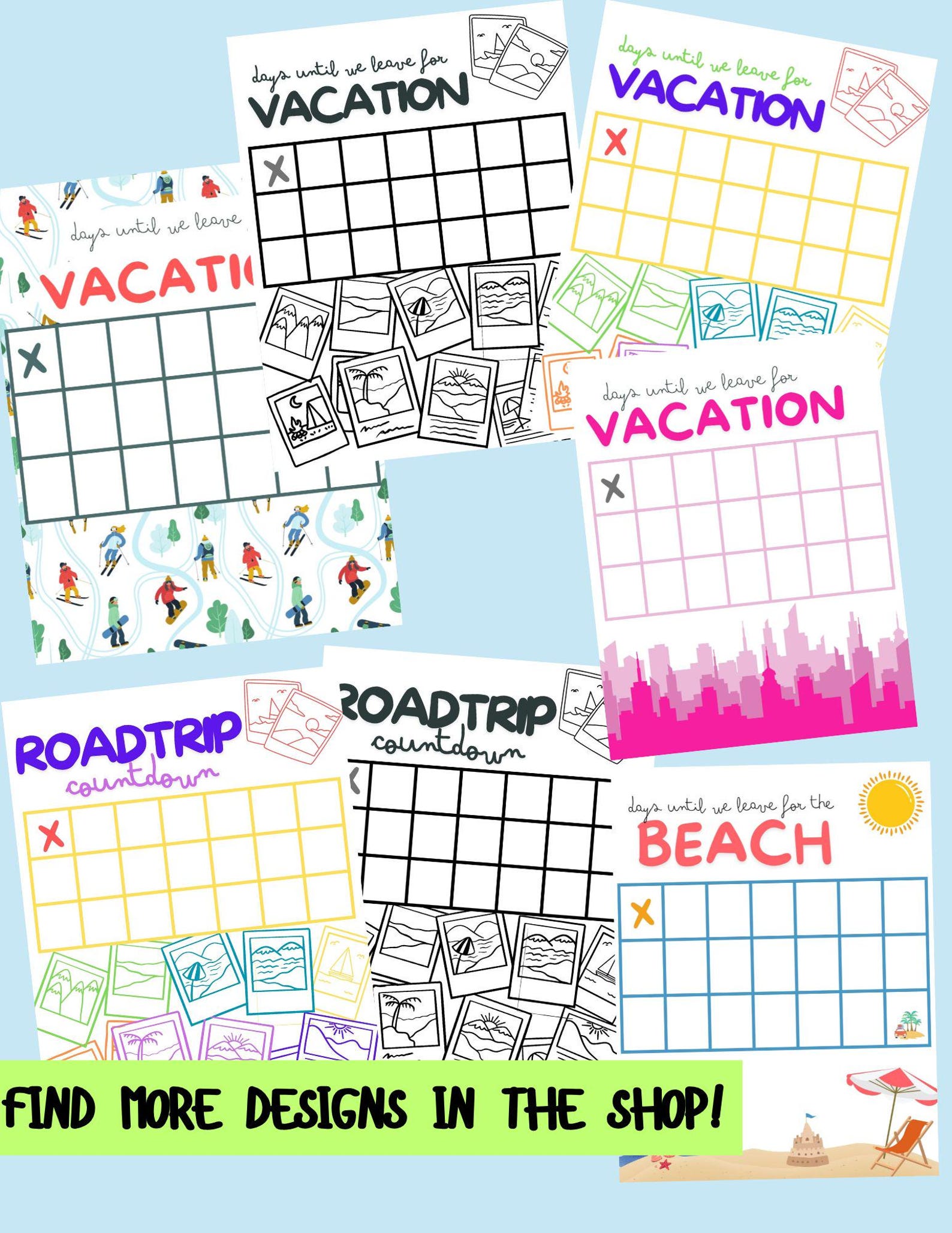 Beach Vacation Countdown Printable: Kids Holiday Chart (digital ...