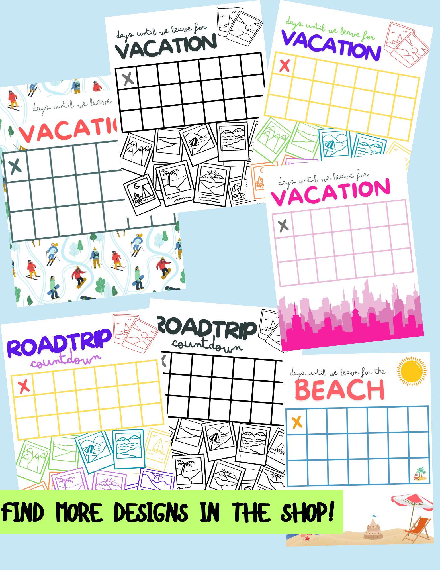 Beach Vacation Count Down Printable, Trip Count Down Printable, Days ...