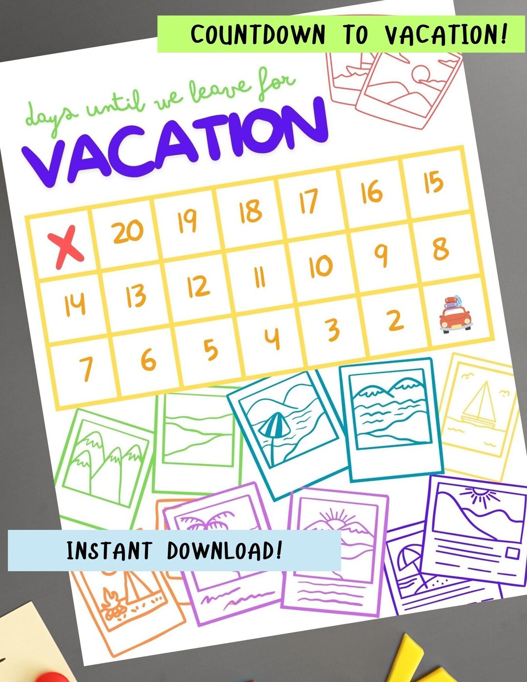 Vacation Countdown Printable: Kids' Road Trip Activity (digital ...