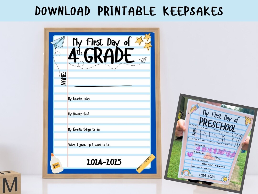 First Day of School Printable Sign, First Day of Fourth Grade Printable ...