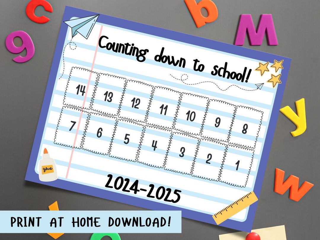 First Day of School Countdown Printable, Count Down to School, Back to ...