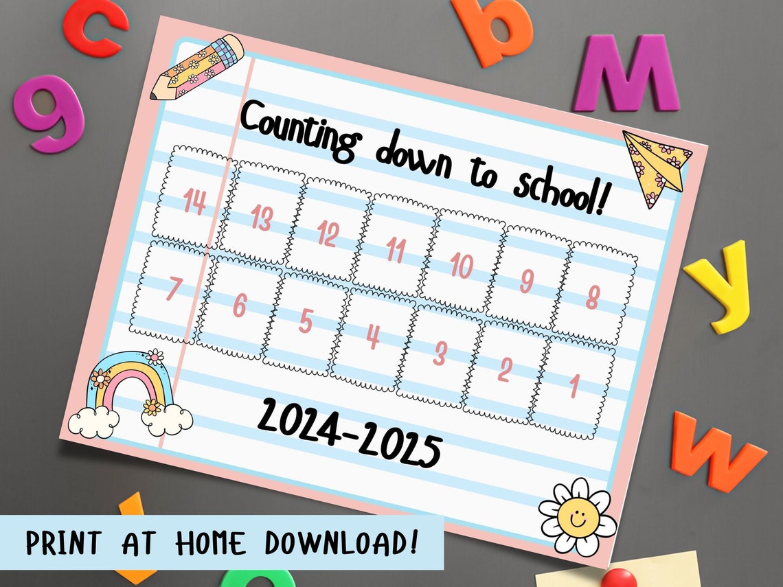 First Day of School Countdown Printable, Back to School Countdown, Time ...