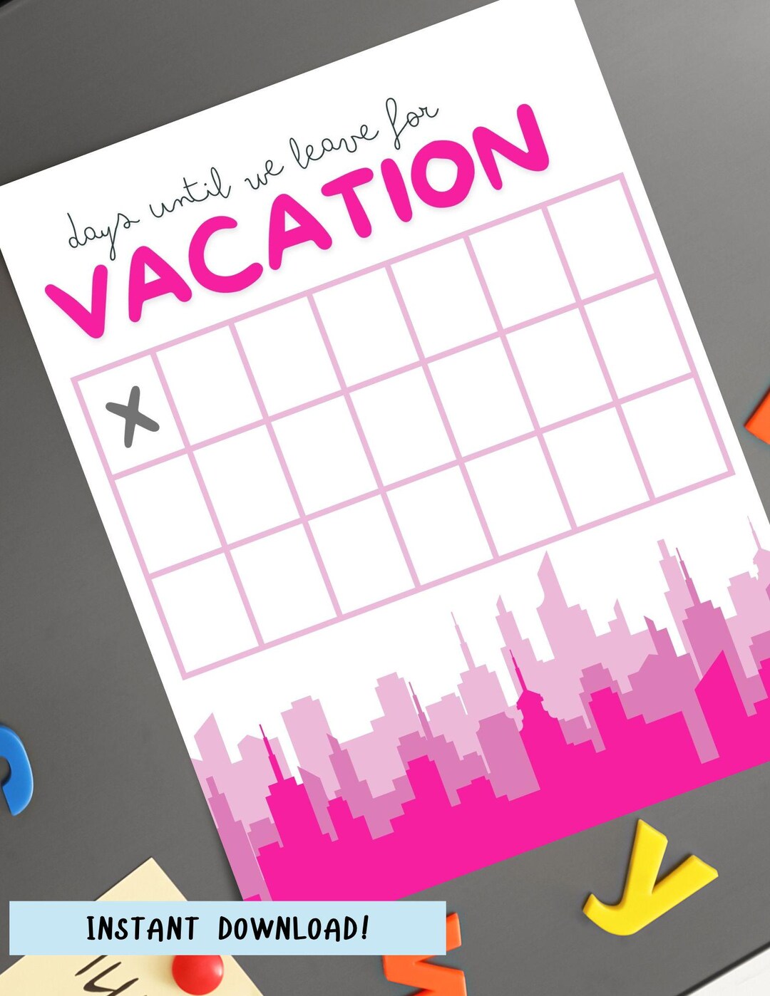 City Vacation Count Down Printable, Trip Count Down Printable, Days ...