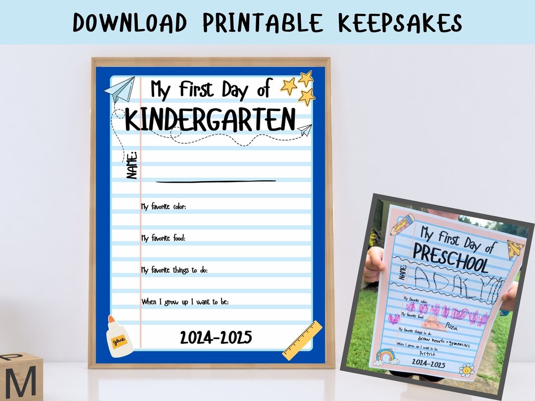 First Day of School Sign Printable, First Day of Kindergarten Printable ...