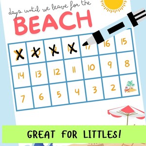 Beach Vacation Count Down Printable, Trip Count Down Printable, Days ...