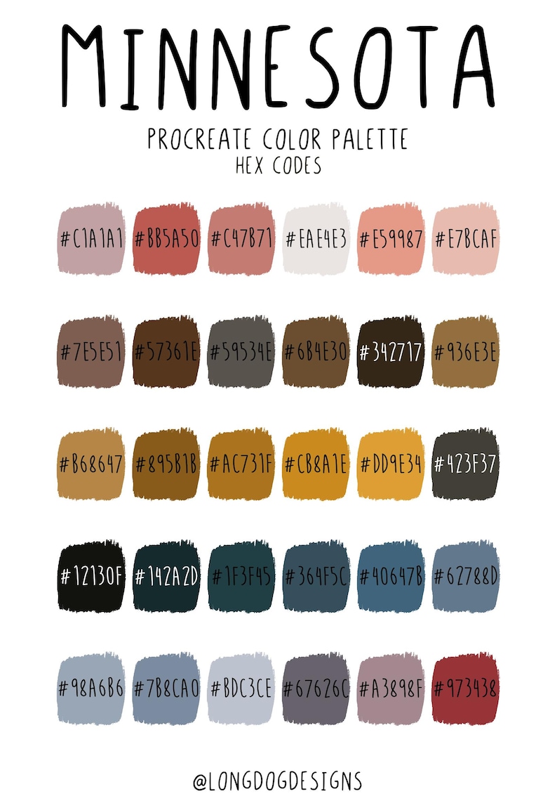 Procreate Color Palette - 50 States - Minnesota - Etsy