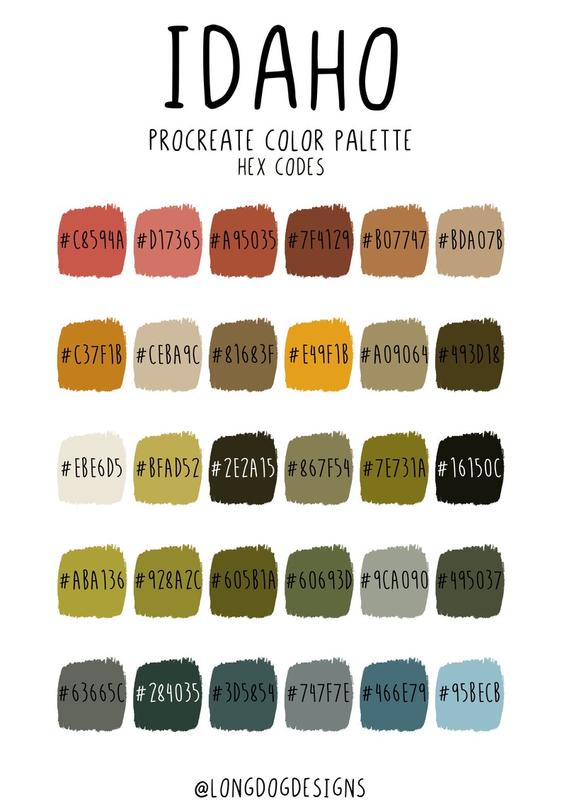 Procreate Color Palette - 50 States - Idaho - Etsy