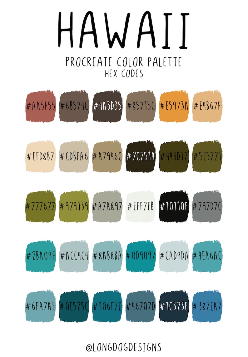 Procreate Color Palette - 50 States - Hawaii - Etsy