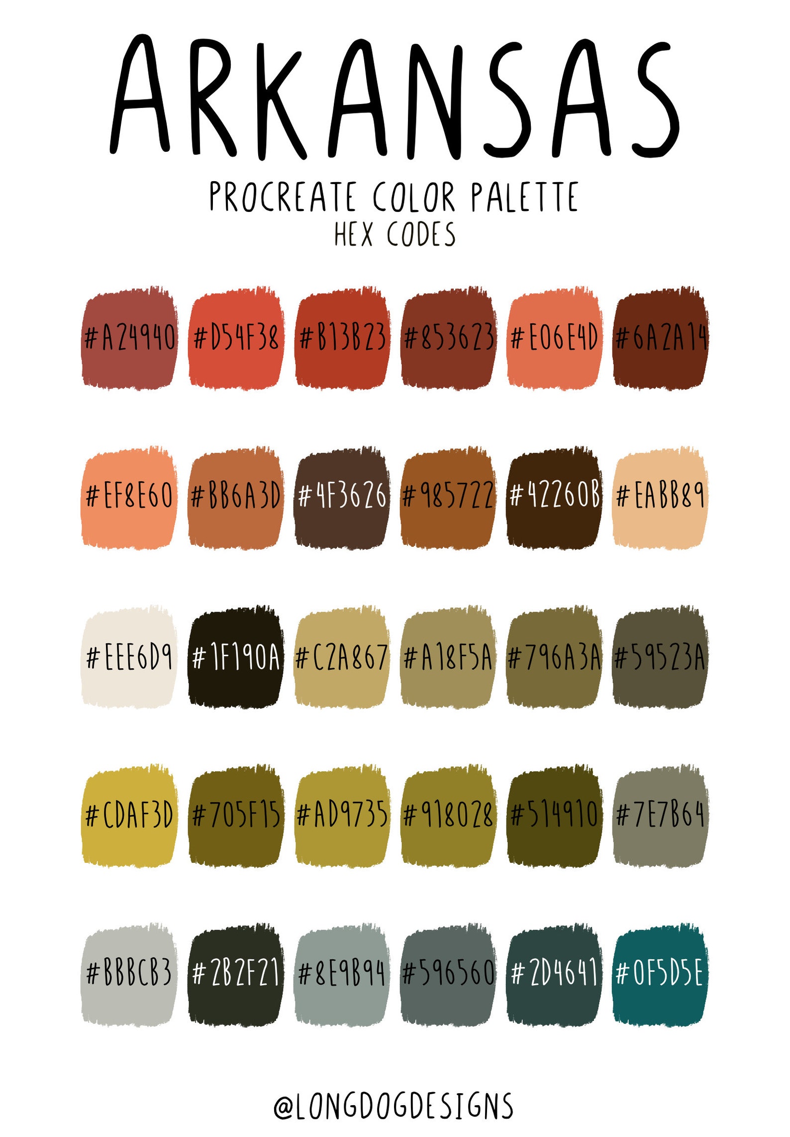 Procreate Color Palette - 50 States - Arkansas - Etsy
