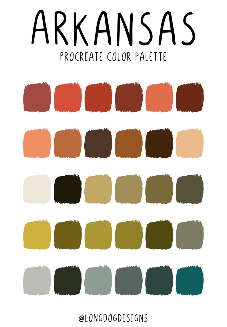 Procreate Color Palette - 50 States - Arkansas - Etsy