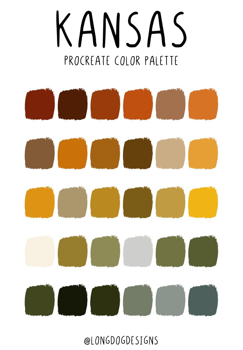 Procreate Color Palette - 50 States - Kansas - Etsy