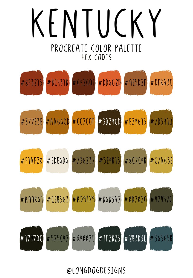 Procreate Color Palette - 50 States - Kentucky - Etsy