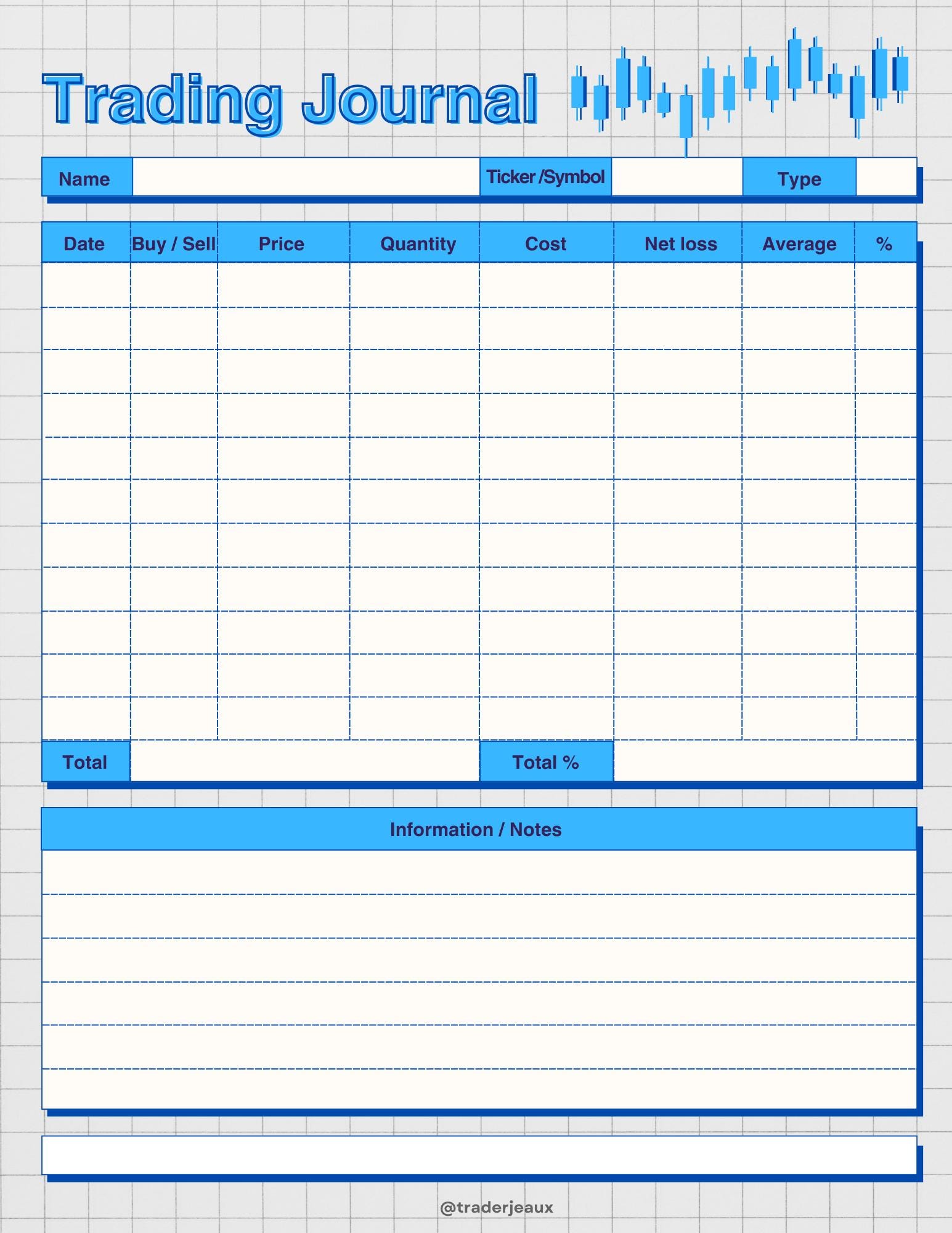Trading Journal: Fillable PDF, Stock Options Forex Tracker - Etsy