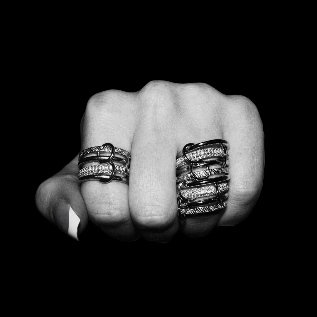 The Four Linked Ring Four Connected Rings in Real 925 Silver for Women ...