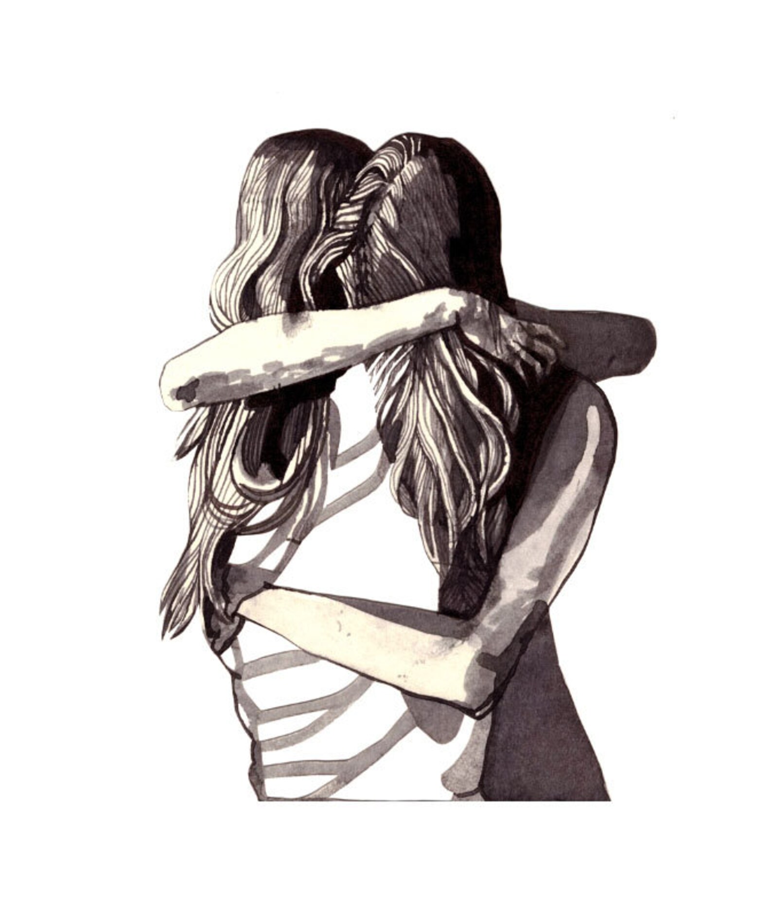 EMBRACE giclée Print of Original Ink Cut Paper Drawing - Etsy