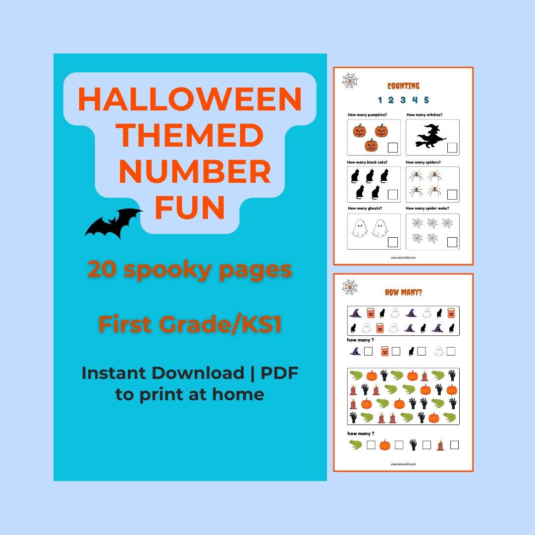 20 Halloween Themed Maths Worksheets for Kids, Instant Download ...