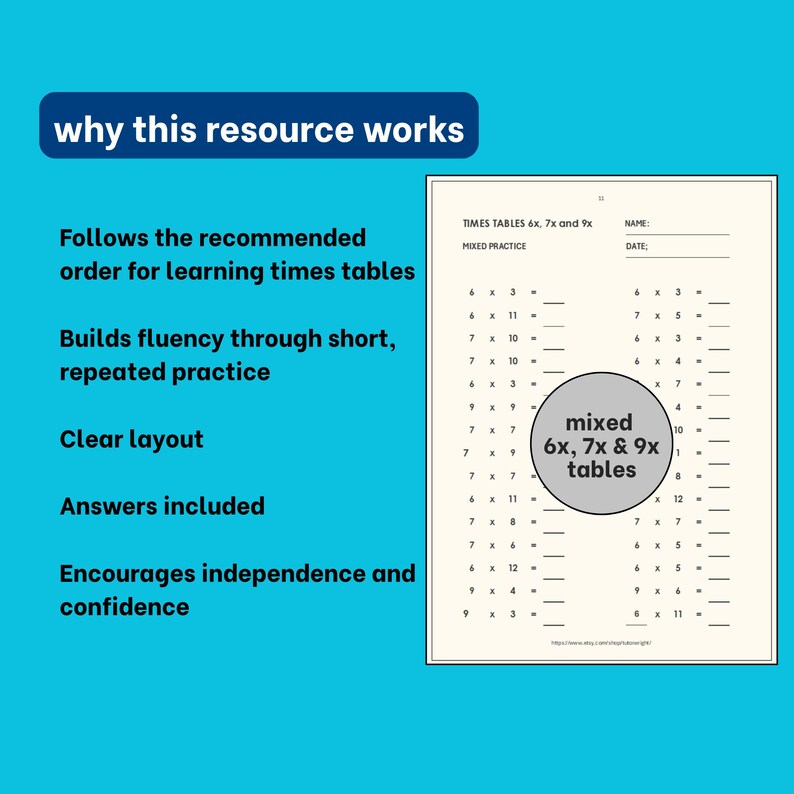 6, 7 and 9 Times Tables Worksheets | PDF | 20 Pages + Answers | KS1 KS2 ...