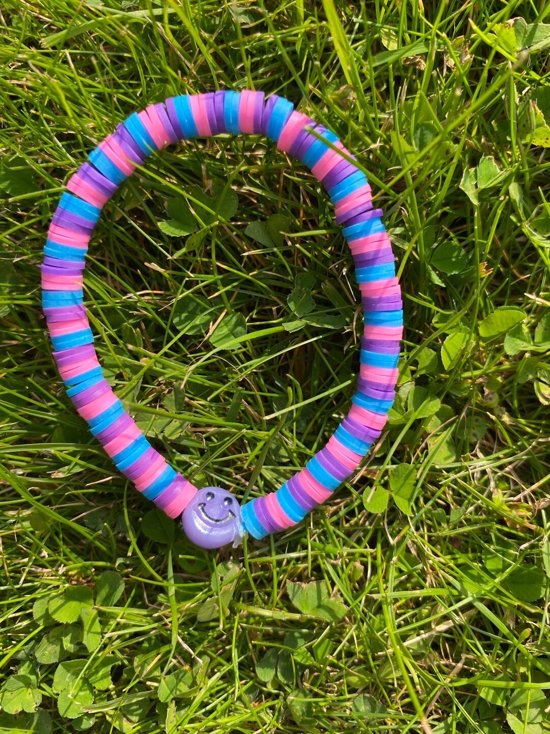 Purple, Pink and Blue Smiley Face Bracelet - Etsy