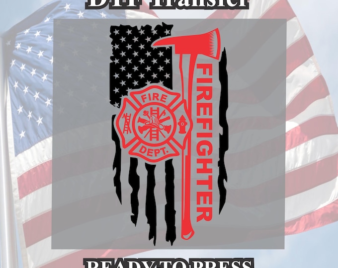 USA Flag Firefighter Patriotic Design DTF. Ready to Press, Heat ...