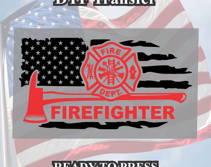 USA Flag Firefighter Patriotic Design DTF. Ready to Press, Heat ...