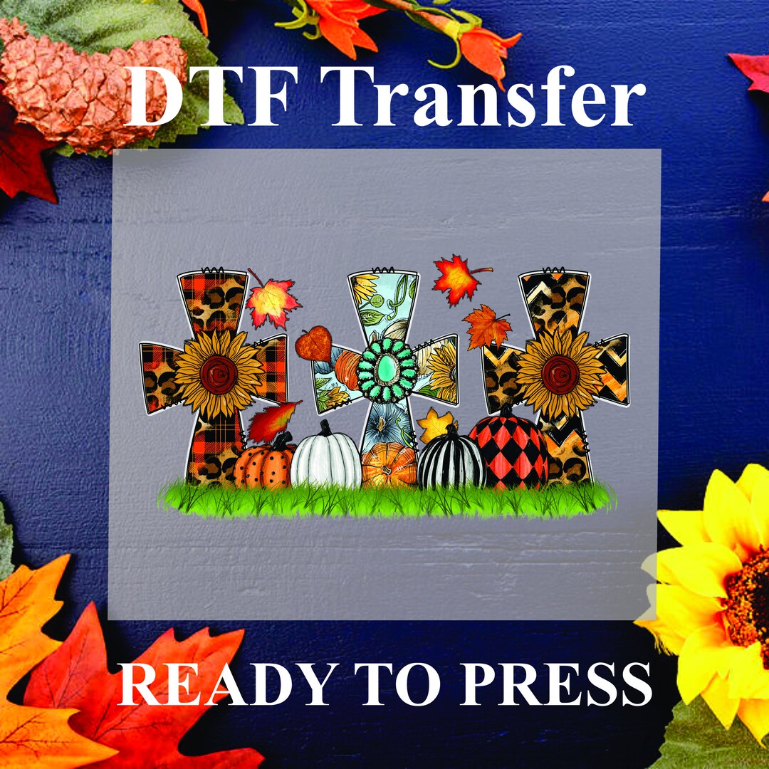 Autumn Cross Fall Design DTF. Ready to Press, Heat Transfer, Fall ...