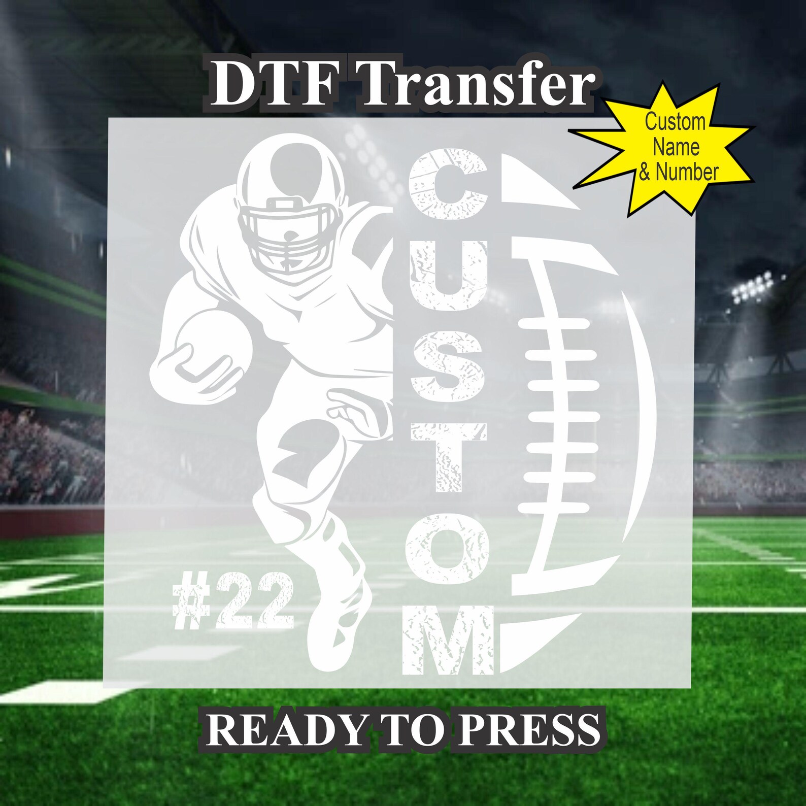 Custom Football Transfer Design DTF. Ready to Press, Heat Transfer ...