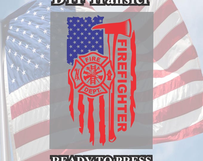 USA Flag Firefighter Patriotic Design DTF. Ready to Press, Heat ...