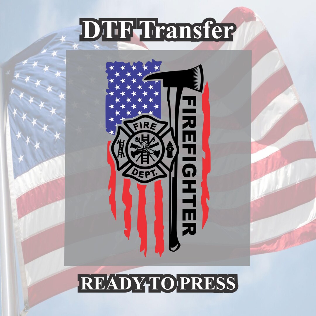 USA Flag Firefighter Patriotic Design DTF. Ready to Press, Heat ...