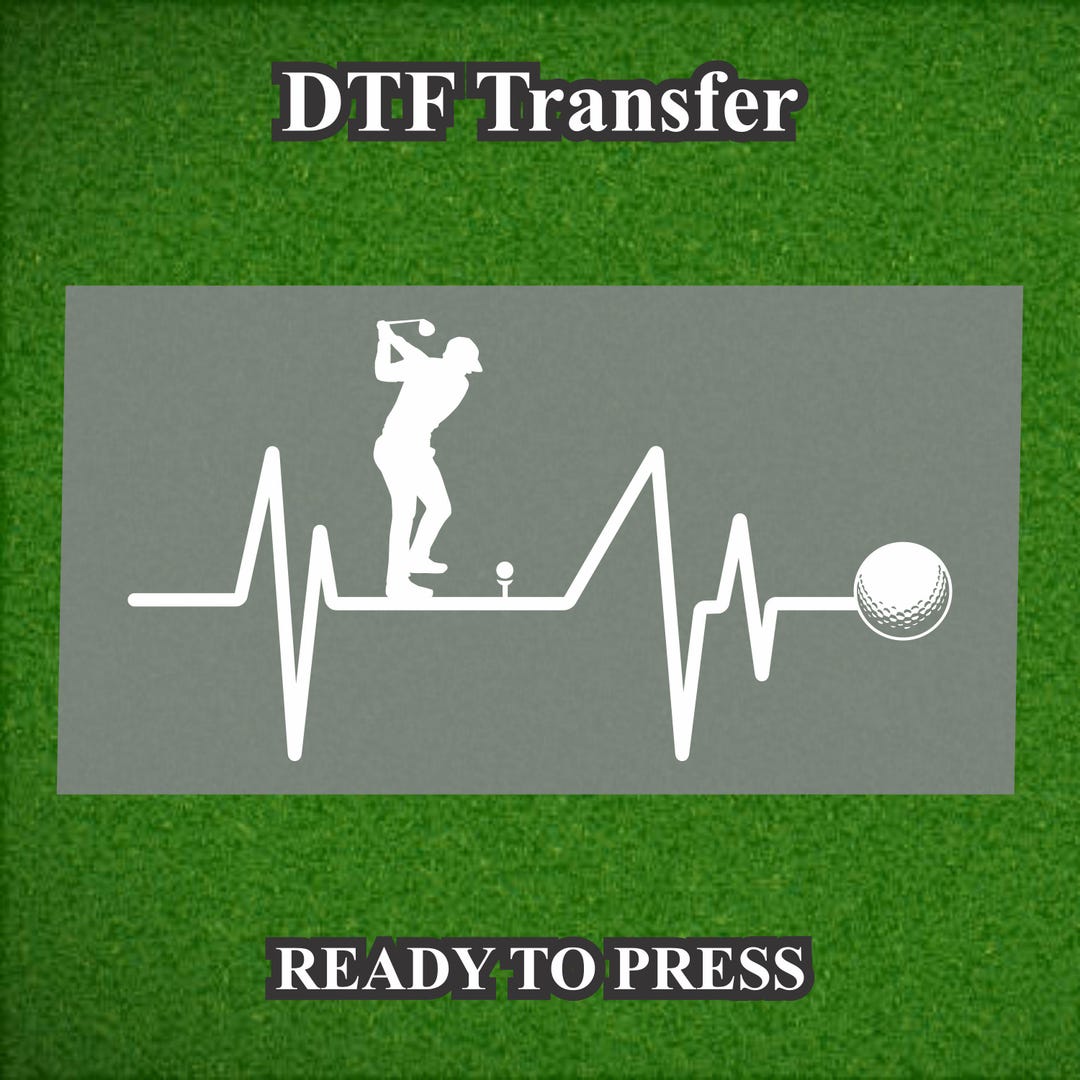 Heart Beat Golf Design DTF. Ready to Press, Heat Transfer, Gift for Her ...