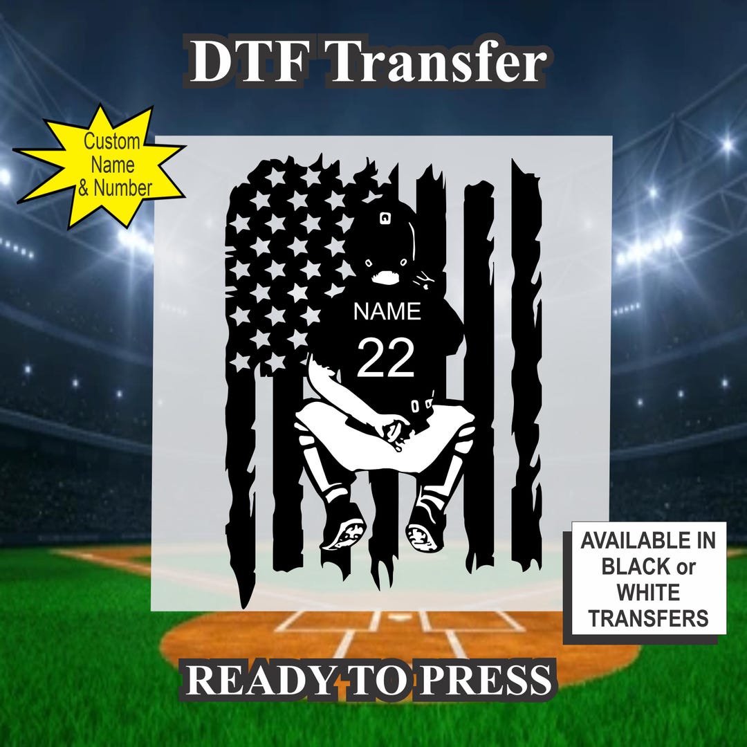 Custom Baseball Catcher Transfer Design DTF. Ready to Press, Heat ...