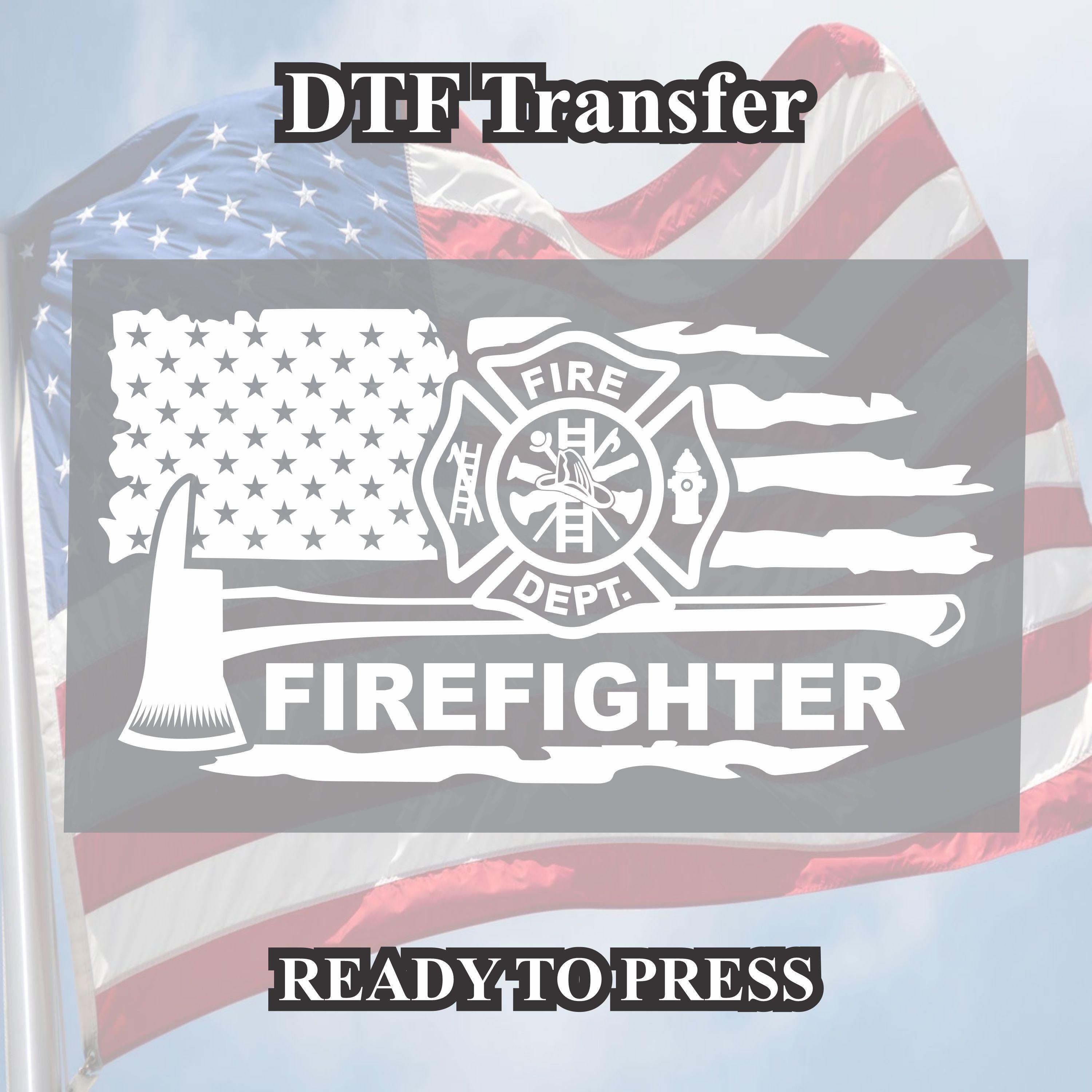 USA Flag Firefighter Patriotic Design DTF. Ready to Press, Heat ...