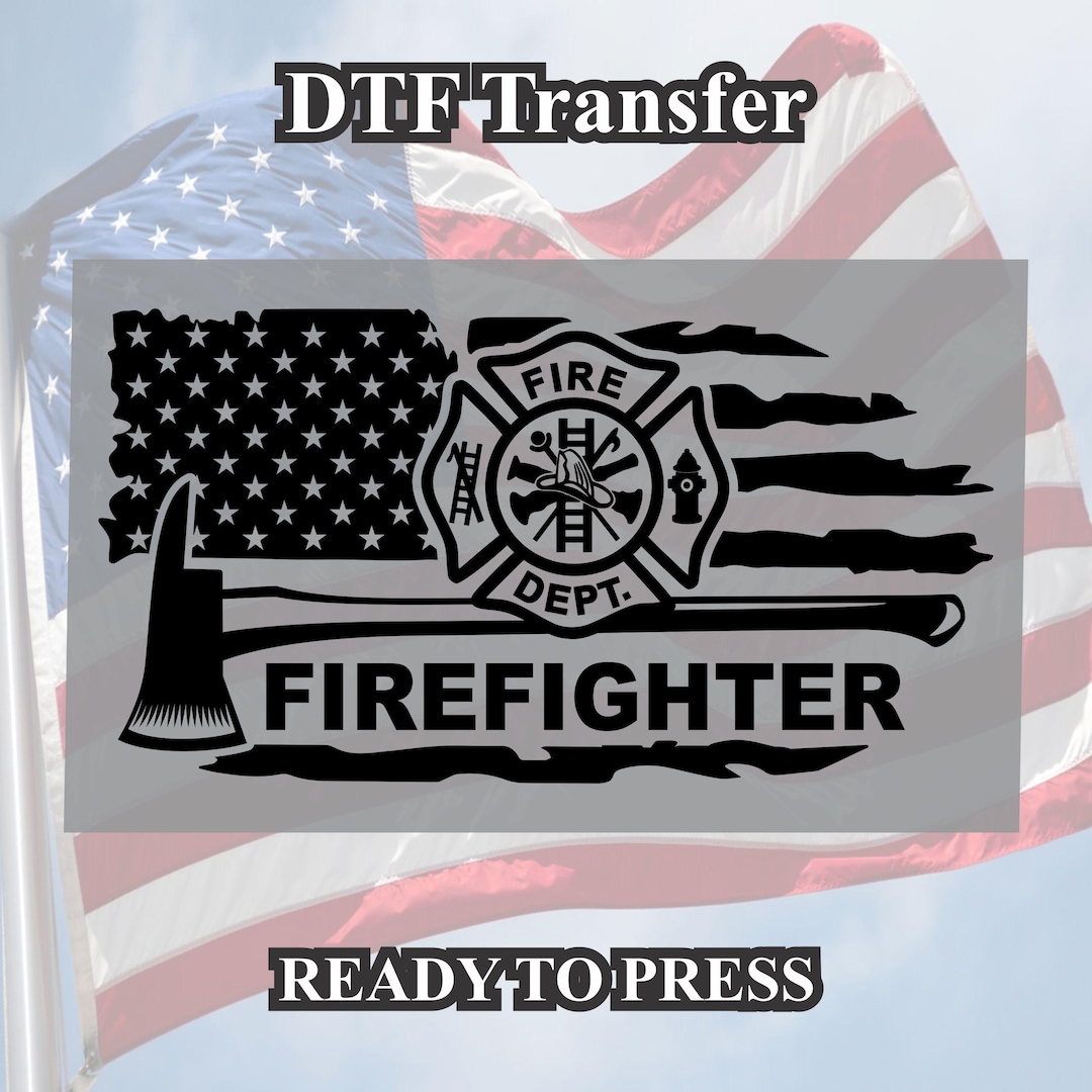 USA Flag Firefighter Patriotic Design DTF. Ready to Press, Heat ...