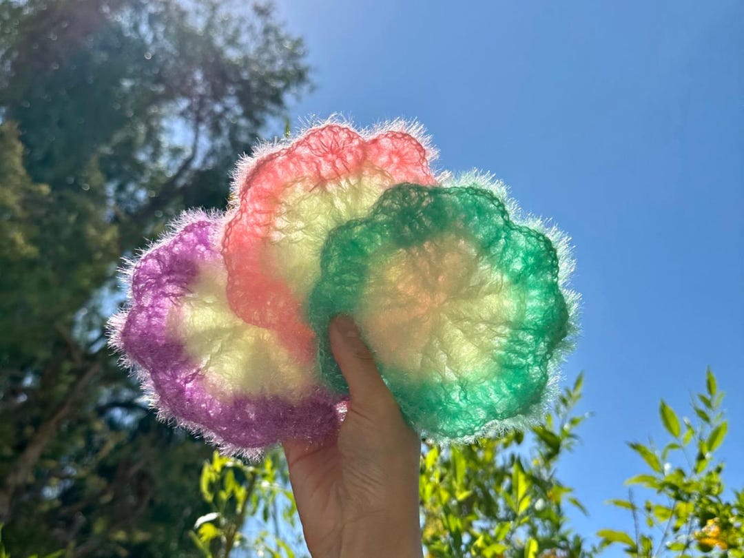 Flower Dish Scrubber | Handmade Single Layer Kitchen Scrub | Reusable ...