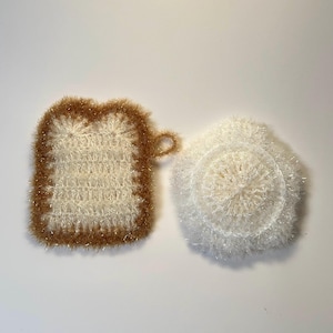 Fried Egg & Bread Dish Scrubber | Handmade Double Layer Kitchen Scrub ...