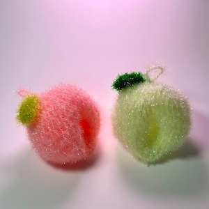 Peach Dish Scrubber | Handmade Double Layer Kitchen Scrub | Reusable ...