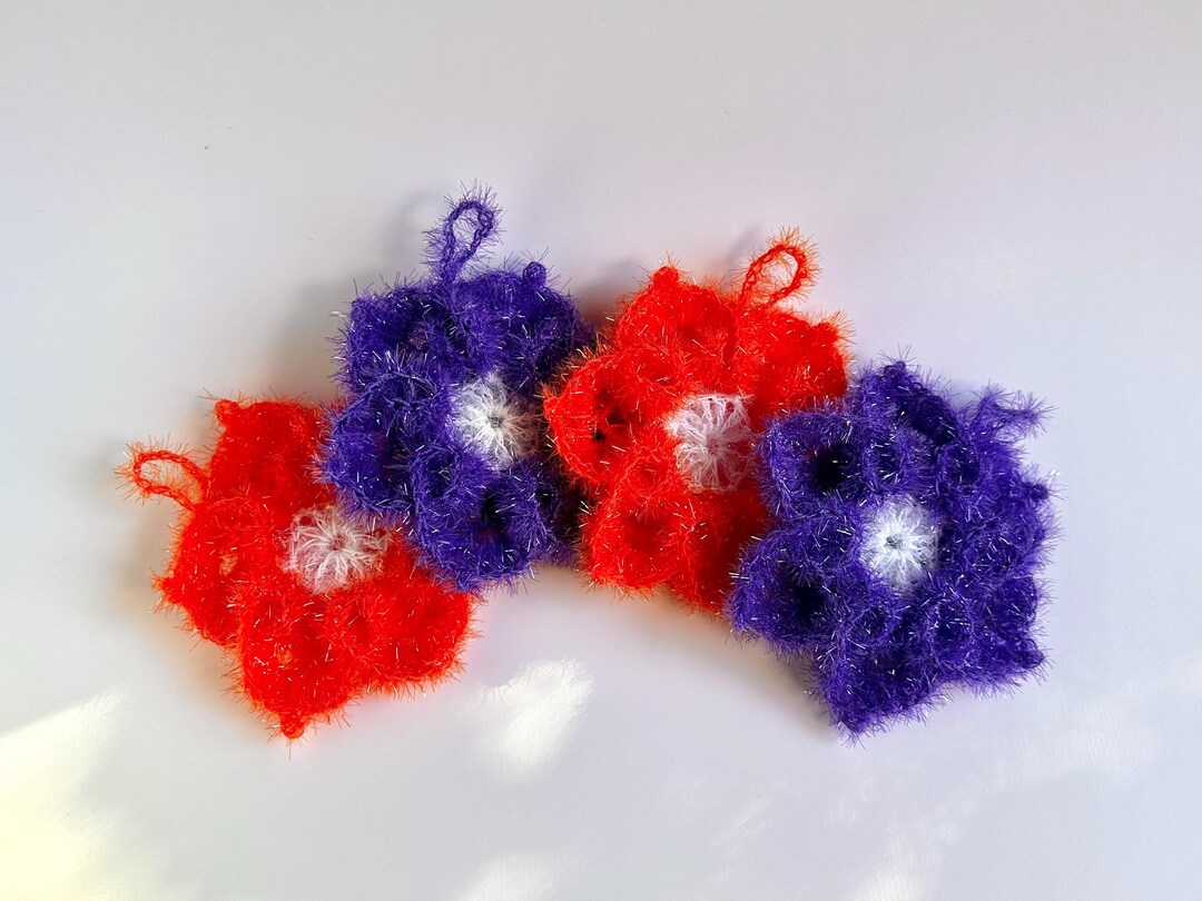 Flower Dish Scrubber | Handmade Double Layer Kitchen Scrub | Reusable ...