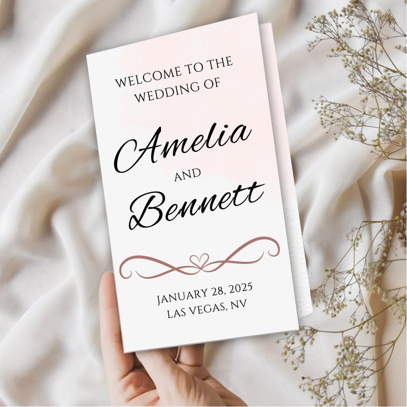 Wedding Program | Elegant Wedding Program Template | Foldable Wedding ...