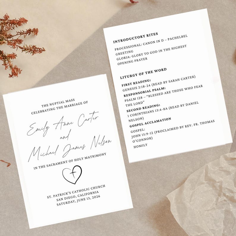 Catholic Wedding Program Template | Catholic Wedding Ceremony | Church ...