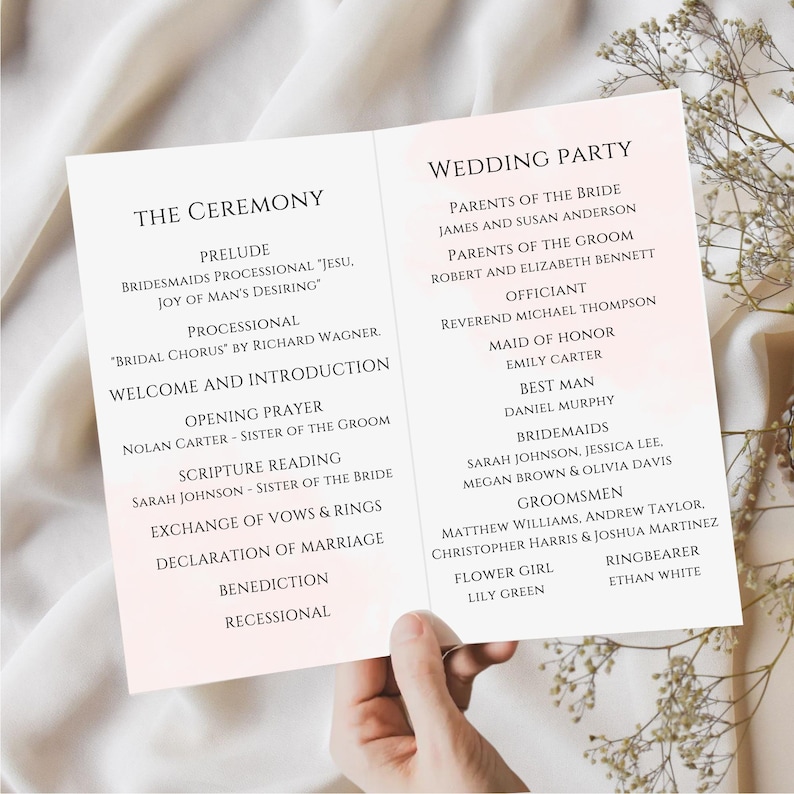 Wedding Program | Elegant Wedding Program Template | Foldable Wedding ...
