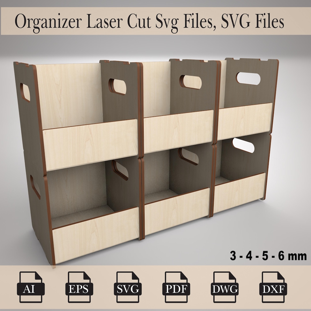 Laser Cut Organizer Display Stand Svg Files, Wooden Stackable Storage ...