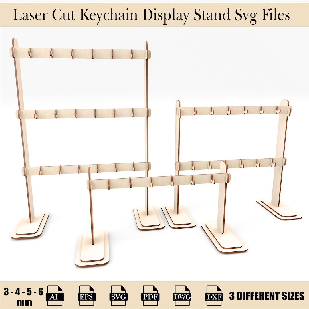 Laser Cut Keychain Svg Files, Personalized Wooden Key Holder Stand ...