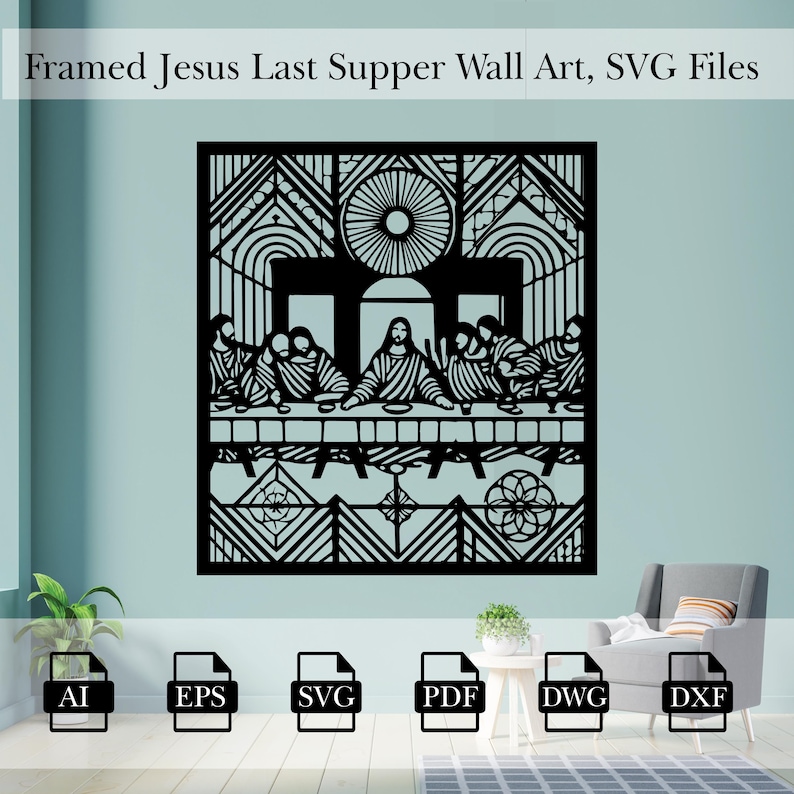 Framed Jesus Last Supper Wall Art, by Leonardo Da Vinci, Modern Wall ...