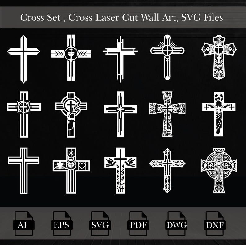 Jesus Christ Laser Cut Files,modern Cross Wall Art,cross Cnc Files Set ...